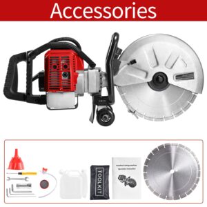 1300W Concrete Saw, JACKCHEN 14 in Gas Powered Cut Off Saw with EPA, 2 Stroke Gasoline Circular Saw, Ideal for Cutting Concrete, Stone