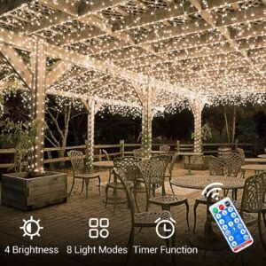 ICRGB Solar Rope Lights, Outdoor 66FT 200LED String Lights, IP67 Waterproof Solar Outdoor Lights, 8 Modes, Garden Christmas Lights Decorative for Pool Patio Porch Tree Party Wedding Christmas