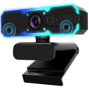 nbpower 1080p 60fps streaming camera webcam with microphone and fill rgb light,autofocus,work with laptop/desktop computer/winsdows/mac os/pc computer for camera