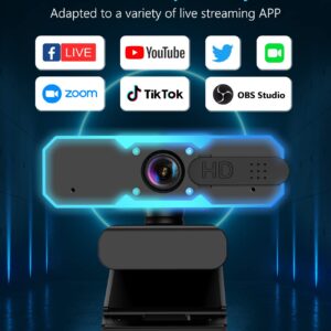 NBPOWER 1080P 60FPS Streaming Camera Webcam with Microphone and Fill RGB Light,Autofocus,Work with Laptop/Desktop Computer/Winsdows/Mac OS/PC Computer for Camera