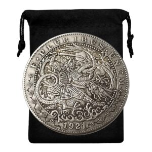 kocreat copy 1921 u.s hobo coin - samurai and dragon silver plated replica morgan dollar souvenir coin challenge coin lucky coin