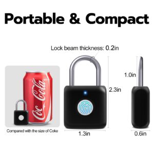 Fingerprint Padlock, Pothunder Padlock, Locker Lock, Combination Lock, Fingerprint Lock with APP Unlock, USB Rechargeable, Suitable for Gym Locker, Door, Locker(Black)