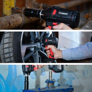 AOBEN 21V Cordless Impact Wrench Powerful Brushless Motor with 1/2" Square Driver, Max 300 Torque ft-lbs (400N.m),2X 4.0A Li-ion, 6Pcs Impact Sockets,Fast Charger and Tool Bag