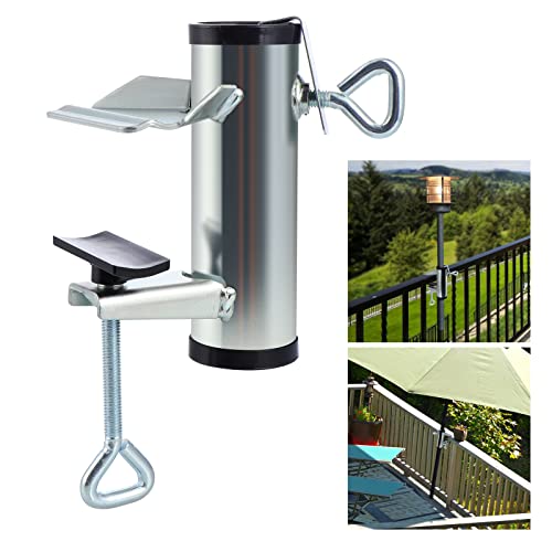 MOLIGOU Deck Umbrella Clamp, Patio Balcony Umbrella Stand Clip, Parasol Holder, Mount to Picnic Table, Bleachers, Railing