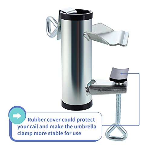 MOLIGOU Deck Umbrella Clamp, Patio Balcony Umbrella Stand Clip, Parasol Holder, Mount to Picnic Table, Bleachers, Railing