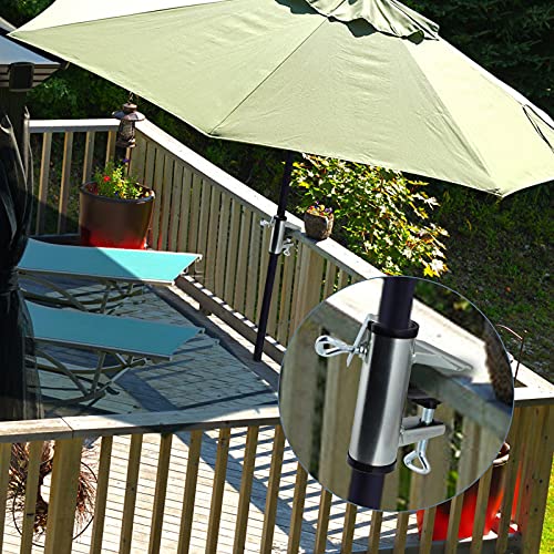 MOLIGOU Deck Umbrella Clamp, Patio Balcony Umbrella Stand Clip, Parasol Holder, Mount to Picnic Table, Bleachers, Railing