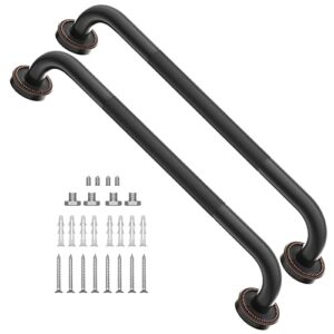 2 pack 20 inch anti slip bronze shower grab bar oil rubbed black, zuext antique brass bathroom grab bar, knurled bath balance bar, safety handrail support, handicap elderly senior assist bath handle