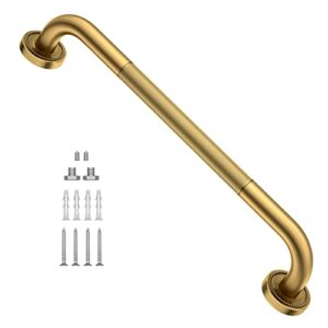 20 inch anti slip bronze shower grab bar polished gold,zuext antique brass bathroom grab bar, knurled bathroom balance bar, safety hand rail support handicap elderly injury senior assist bath handle