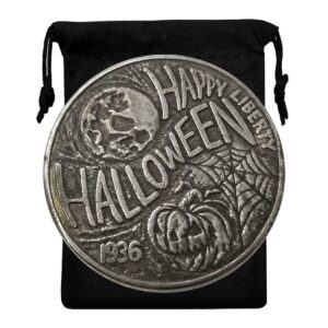 kocreat copy 1936 u.s hobo coin - halloween pumpkin & bull silver plated replica morgan dollar souvenir coin challenge coin lucky coin