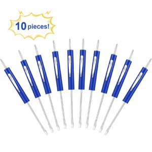 10 Pieces Pocket Screwdriver Set with Clip Double End and Slotted Two-use Screwdriver Set Pocket Mini Pocket Screwdrivers for Mechanics, Electricians, Electronic Technicians, Assemblers (Blue)