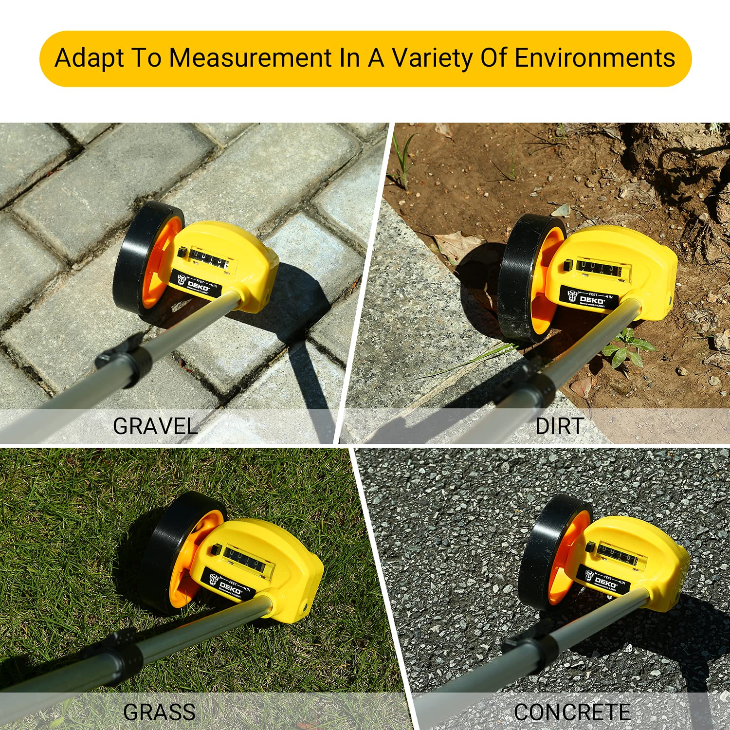 DEKOPRO Measuring Wheel, Measures Up To 99,999 Ft Compact Wheel With Carrying Bag,4-Inch