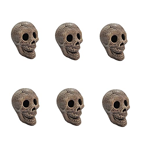 FANFX Ceramic Human Skull Fire Log Fireproof Skull logs for fire Pit,Fireplace, Gas, Halloween Horror Skull Decorations (6, Black)