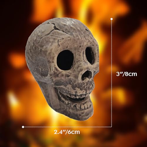 FANFX Ceramic Human Skull Fire Log Fireproof Skull logs for fire Pit,Fireplace, Gas, Halloween Horror Skull Decorations (6, Black)