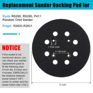 2 Pieces 5 Inch 8 Hole Hook and Loop Orbital Sander Replacement Pad Backing Pad (Black,)