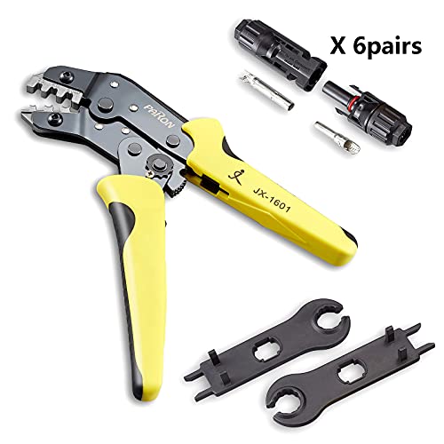 PARON Solar Tools Solar Connectors Tool Solar Crimping Tool with 2pcs Wrench and 6pairs Solar Connectors, Solar Installation Tool Crimping Tool for MC4 Connector 14-10 AWG (2.5-6.0mm²)