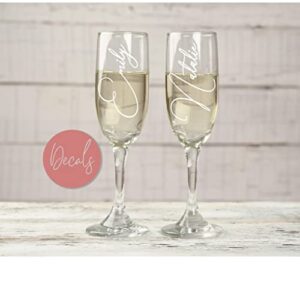 Custom Name Decals for Wedding Party DIY Personalized stickers Bridesmaid Seating Charts Cards Tumbler Hangers Cup Champagne Glasses