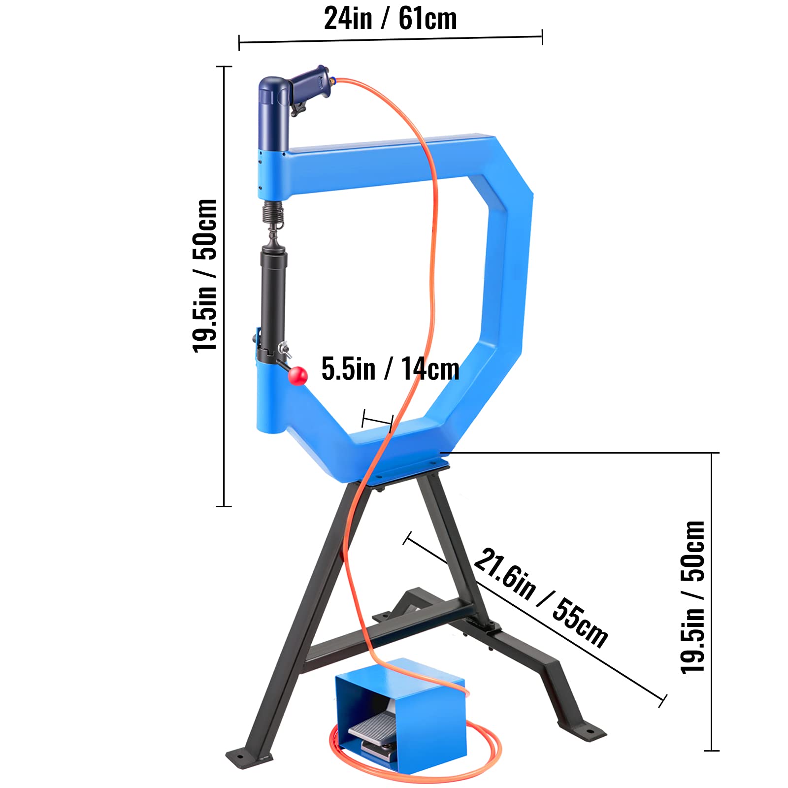 VEVOR Pneumatic Planishing Hammer, 19.63" Throat Power Hammer Blacksmithing, Planishing Hammer w/Foot Pedal & Steel Stand, 50-100PSI Air Planishing Hammer, English Wheel for Industrial Metal Shaping