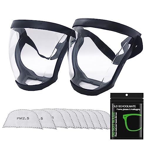 biondo beverly hills 【2PACK】 Transparent Anti-spray Face Shield Kitchen Protective Mask Splash-proof Full Face Cover Unisex Clear Goggles Kitchen Tools with PM2.5 filter