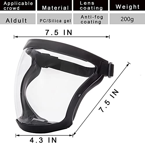 biondo beverly hills 【2PACK】 Transparent Anti-spray Face Shield Kitchen Protective Mask Splash-proof Full Face Cover Unisex Clear Goggles Kitchen Tools with PM2.5 filter