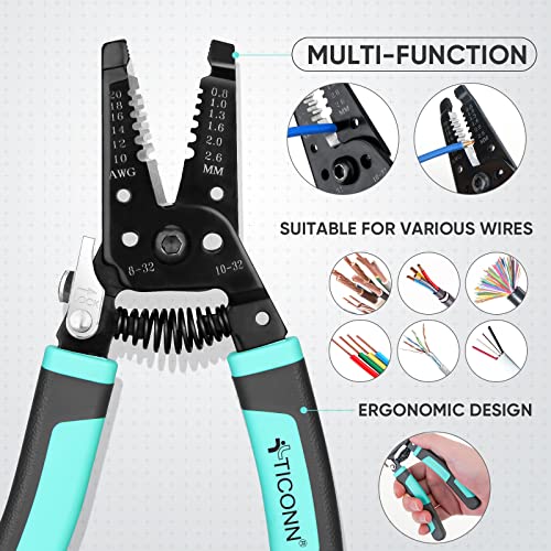 TICONN Crimping Tool for Heat Shrink Connectors - Ratcheting Wire Crimper - Crimping Pliers - Ratchet Terminal Crimper - Wire Crimp Tool (Combo Kit)