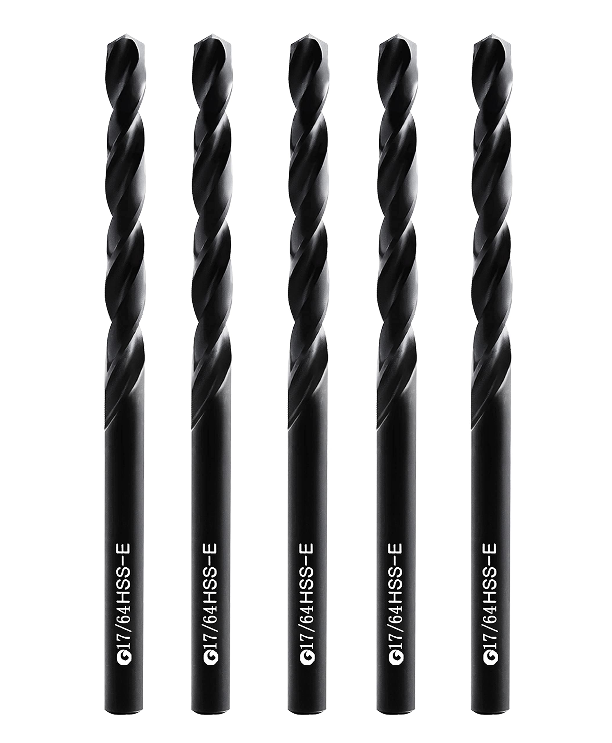 DelitonGude 17/64"inch HSS M35 Cobalt Twist Drill Bit,High Speed Steel,Pack of 5,Suitable for Steels,Cast Iron,Stainless Steel,Copper and Other Hard Metals（17/64inch）