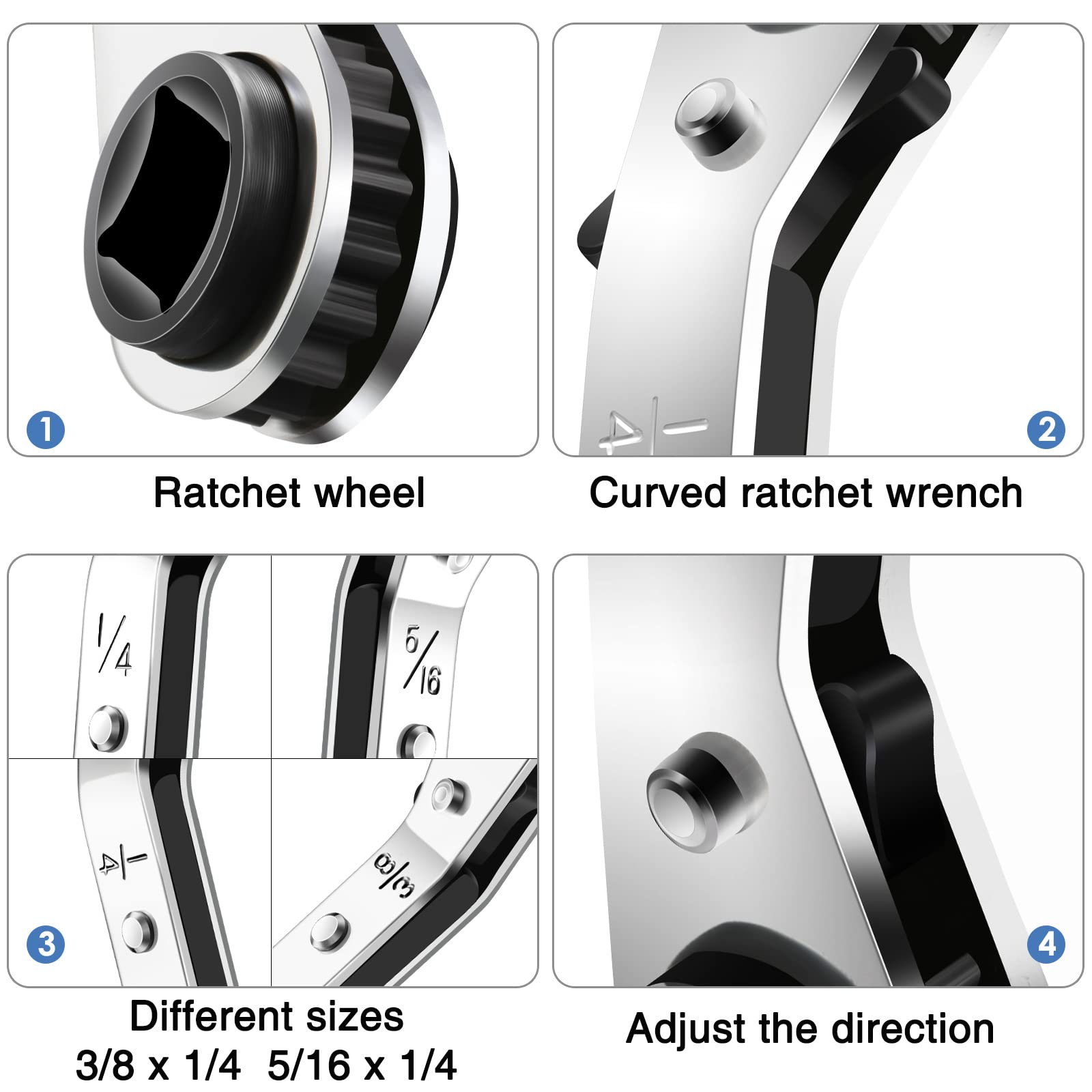 Zhehao Hvac Service Wrench Refrigeration Service Wrench Set, 3/8 to 1/4, 5/16 x 1/4, Ratchet Wrench Refrigeration Tool Set Air Conditioner Valve with Hexagon Bit Adapter Kit for Equipment Repair