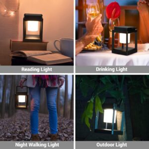 LETRY Outdoor Table Lamp, Brightness LED Nightstand Lantern, Portable Rechargeable Solar Lamp Waterproof, Touch Control Outdoor Lamps Cordless Lights Decorative for Patio/Walking/Reading/Camping