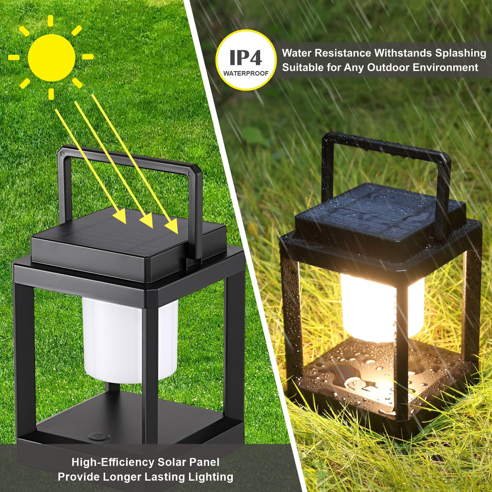 LETRY Outdoor Table Lamp, Brightness LED Nightstand Lantern, Portable Rechargeable Solar Lamp Waterproof, Touch Control Outdoor Lamps Cordless Lights Decorative for Patio/Walking/Reading/Camping