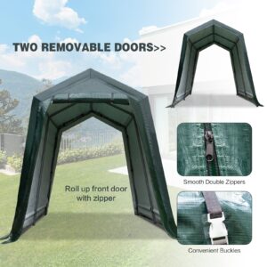 ERGOMASTER 10 Ft x 10 Ft Outdoor Carport Patio Storage Shelter Metal Frame and Waterproof Ripstop Cover for Motorcycle and ATV Car