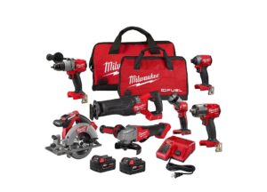 milwaukee m18 fuel 18-volt lithium-ion brushless cordless combo kit with two 5.0 ah batteries, 1 charger, 2 tool bags (7-tool)