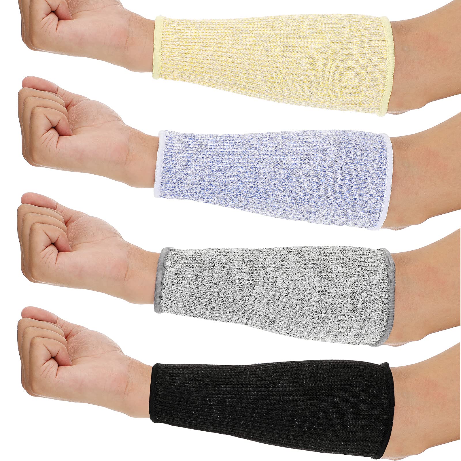 Neer 4 Pair Protective Arm Sleeves for Thin Skin Anti-Cut Burn Resistant Cover Forearm Sleeve for Cooking Construction(Black, Purple, Gray, Beige)