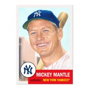 2021 topps mlb the living set #407 mickey mantle new york yankees official online exclusive baseball card with limited print run and red facsimile signature on back (stock photo used), card is straight from topps and in near mint to mint condition. contin