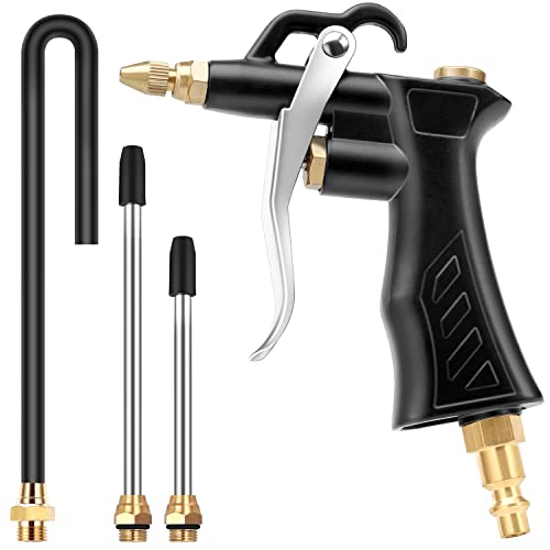 High Volume Air Blow Gun with Brass Adjustable Air Nozzle, Premium Air Blower Gun with 2 Pcs Steel Air Flow Extensions and Universal Blow Hose, Air Compressor Accessory Tool Air Gun