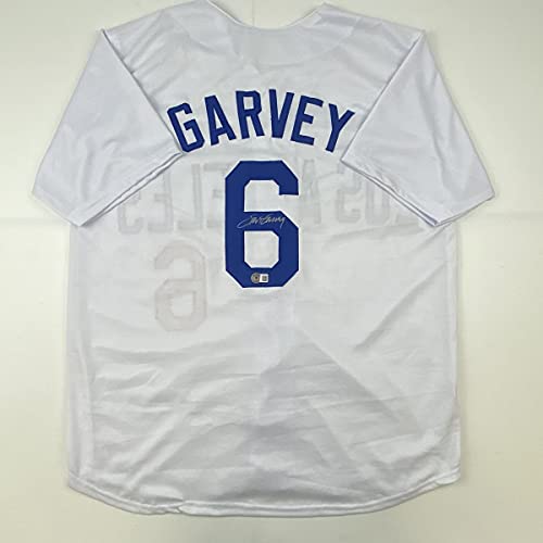 Autographed/Signed Steve Garvey Los Angeles LA White Baseball Jersey Beckett BAS COA