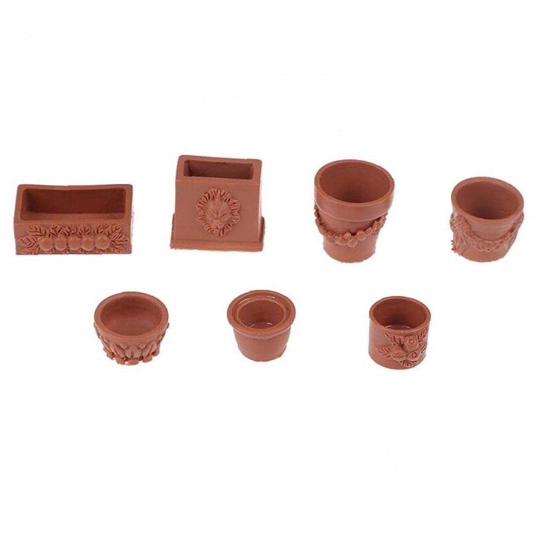 7 Pcs/Set Mini Flower Pot Miniature Plant Bonsai 1/12 Dollhouse Fairy Garden Ornament House Decor Accessories