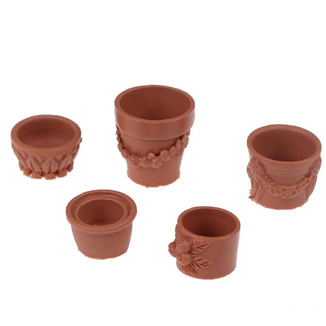 7 Pcs/Set Mini Flower Pot Miniature Plant Bonsai 1/12 Dollhouse Fairy Garden Ornament House Decor Accessories