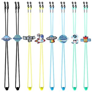 kids glasses strap adjustable planet space anti-slip eyeglass straps adjuster stretchy sunglass straps string for kids (8pcs) eyewear retainer glasses chain glasses lanyard for boys girls