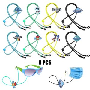 Kids Glasses Strap Adjustable Planet Space Anti-slip Eyeglass Straps Adjuster Stretchy Sunglass Straps String for Kids (8pcs) Eyewear Retainer Glasses Chain Glasses Lanyard for Boys Girls