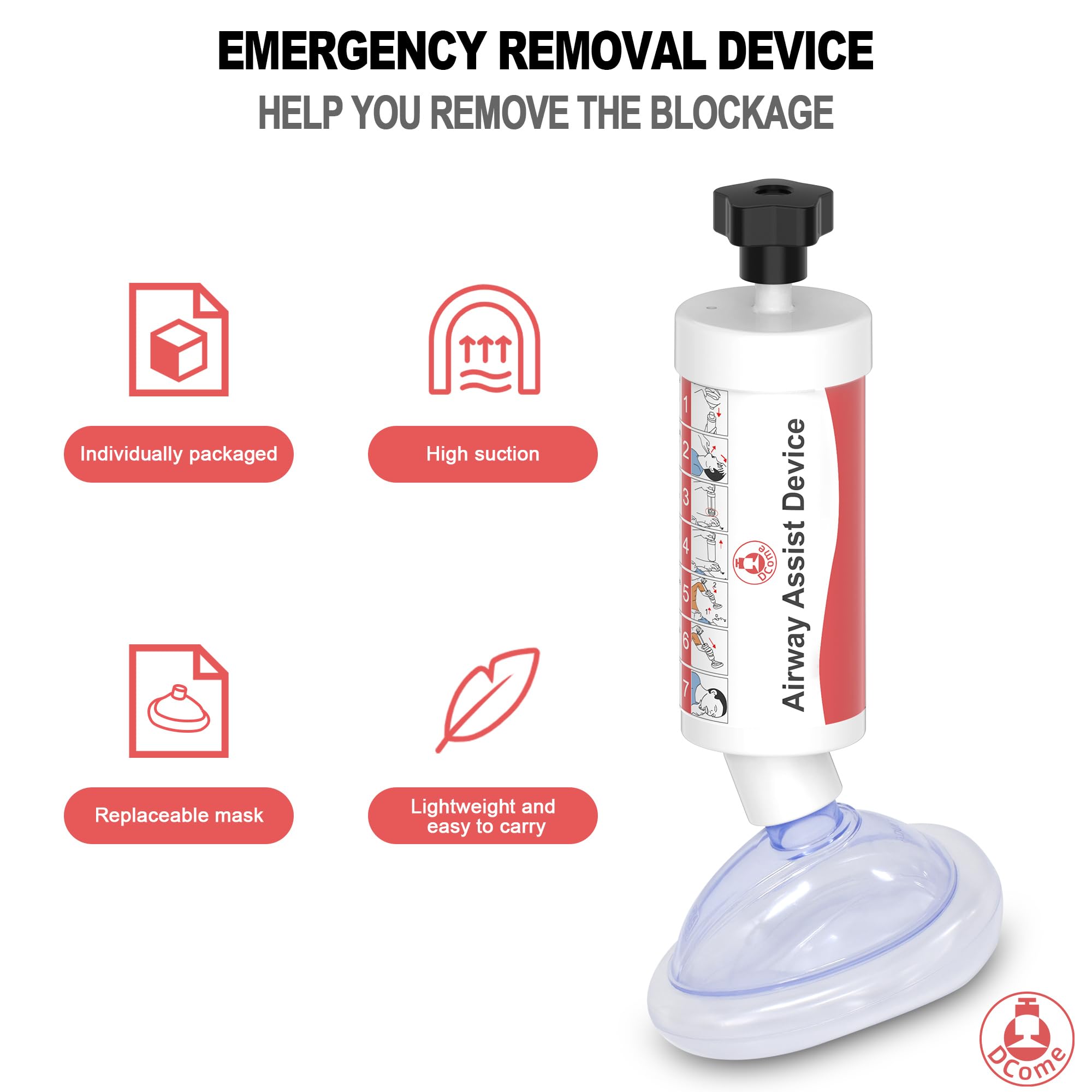 DCome 2 Pack Obstructed Material Removal Devices, Essential Infant and Adult Device, Family First Aid Kit, Safe and Effective to Remove Objects