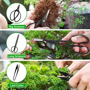 Kornculor 16 Pcs Bonsai Tool Sets High Carbon Steel Gardening Trimming Tools Set with Pruning Shears, Bonsai Scissors, Bonsai Wires, Leather Bag for Garden Plant