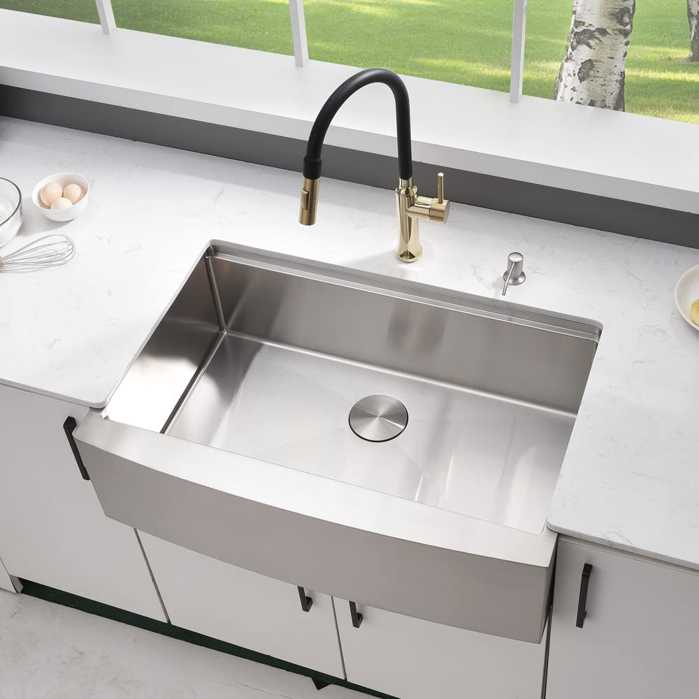 30 Inch Stainless Steel Farmhouse Sink - Abironl 30"x22" Farmhouse Apron Front Farm Sink Ledge Workstation Kitchen Sink 16 Guage Stainless Steel Farm Sink for Kitchens