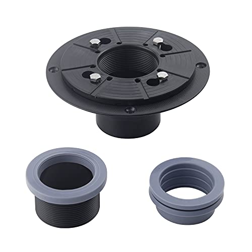 DEOKXZ 2 Inch Shower Drain Base Flange Kit Base, Threaded Adjustable Ring Adapter And Rubber Coupling Gasket For Installation Of Square Linear Floor Drain Without Hub Pvc