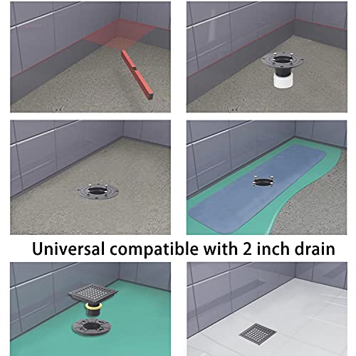 DEOKXZ 2 Inch Shower Drain Base Flange Kit Base, Threaded Adjustable Ring Adapter And Rubber Coupling Gasket For Installation Of Square Linear Floor Drain Without Hub Pvc