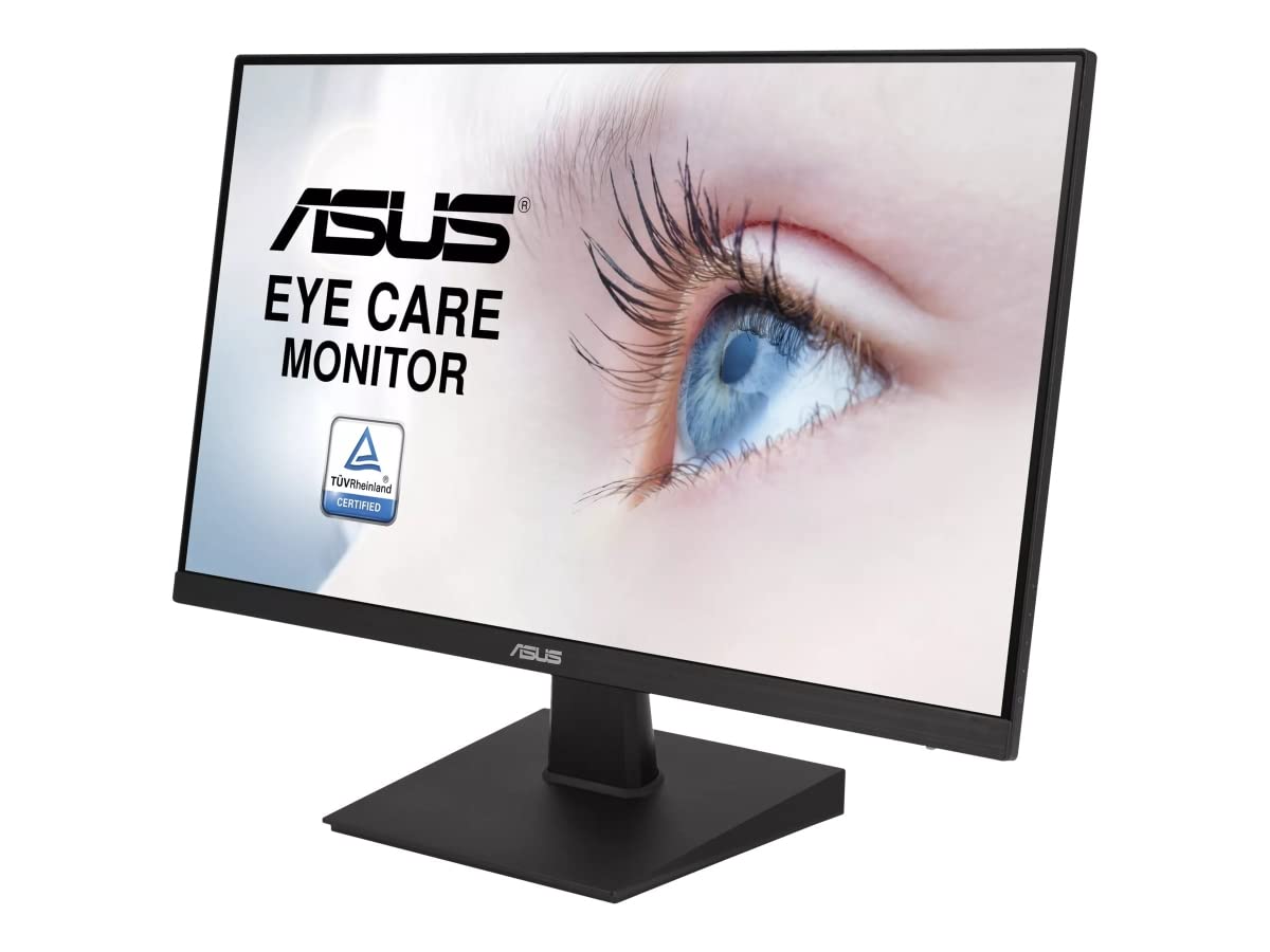 ASUS 23.8” 1080P Monitor (VA247HE) - Full HD, 75Hz, Adaptive-Sync/FreeSync™, Low Blue Light, Flicker Free, Eye Care, VESA Mountable, Frameless, HDMI, DVI, VGA, Tilt Adjustable, 12.8"x21.3"x1.9", Black