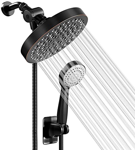 Shower Head With Handheld Combo, 6 Inch High Pressure Rainfall Showerhead With Hand Held 70 Inch Hose for Bath - Adjustable Swivel Shower Head Spray Anti-leak Nozzles - Universal Fit