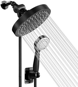 shower head with handheld combo, 6 inch high pressure rainfall showerhead with hand held 70 inch hose for bath - adjustable swivel shower head spray anti-leak nozzles - universal fit