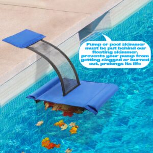 Weewooday Swimming Pool Net Leaf Liberate Hands Skimmer with Animal Saving Escape Ramp, Heavy Duty Pool Leaf Fine Mesh Cleaning Net Skimmer, Rescue Pool Critter Saver Floating Ramp (Light Blue)