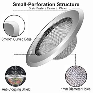 JIANYI Sink Strainer, Large Wide Rim 4.5" Diameter Basket Stainless Steel Sink Strainers, Kitchen and Lavatory Sink Drain Filter (2Pack)