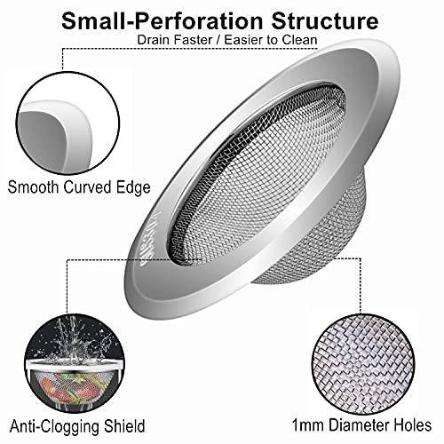 JIANYI Sink Strainer, Large Wide Rim 4.5" Diameter Basket Stainless Steel Sink Strainers, Kitchen and Lavatory Sink Drain Filter (2Pack)