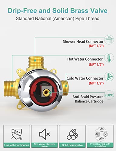 SR SUN RISE 10 Inch Shower Fixtures with 1.8 GPM Rain Showerhead and Hand Shower 27.6" Slide Bar Shower Faucet Set Complete for Easy Reach, Single Handle Design Shower Valve Include, Polished Chrome